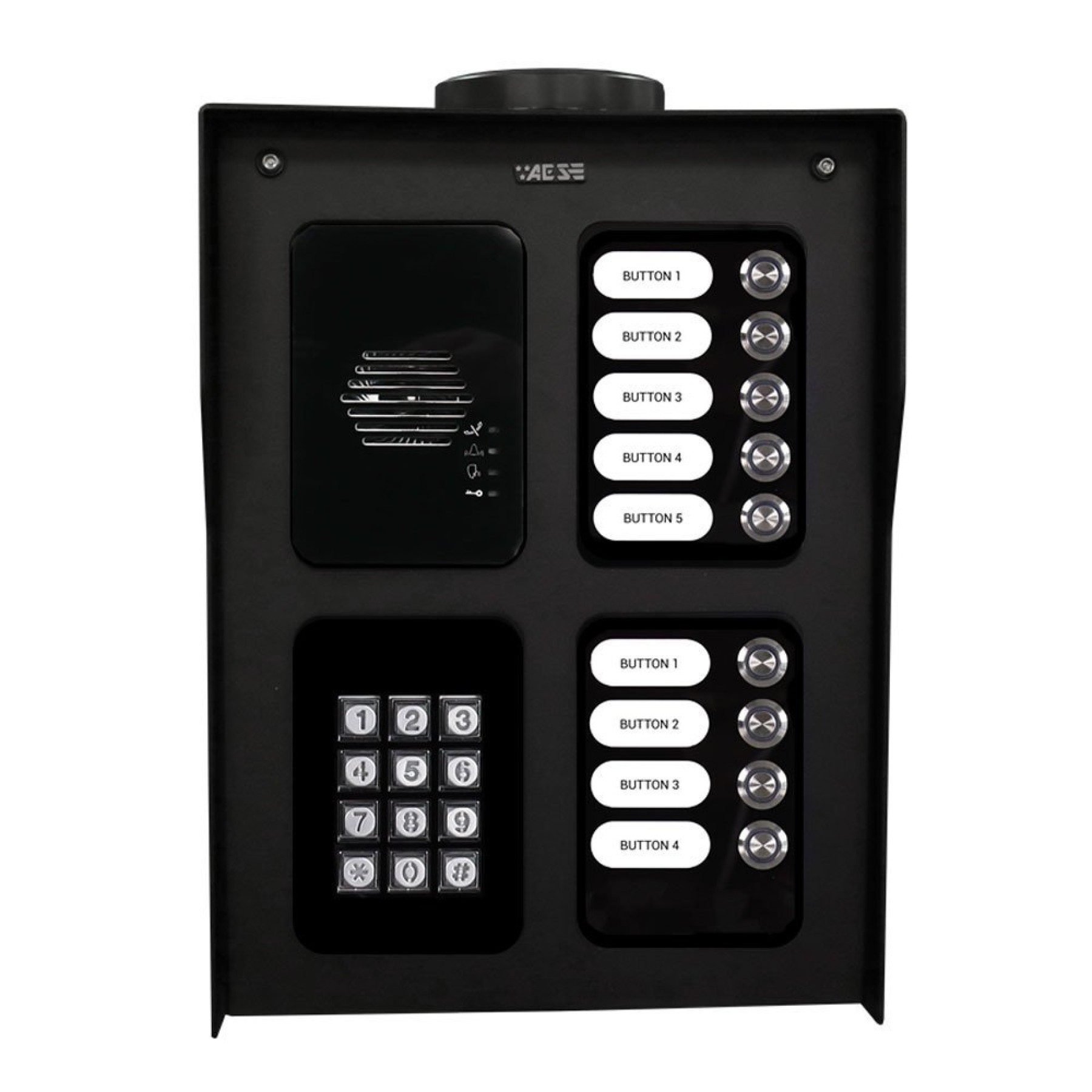 AES Assembled Cellular 9 Button Intercom Unit with Keypad (Black) - MOD ...