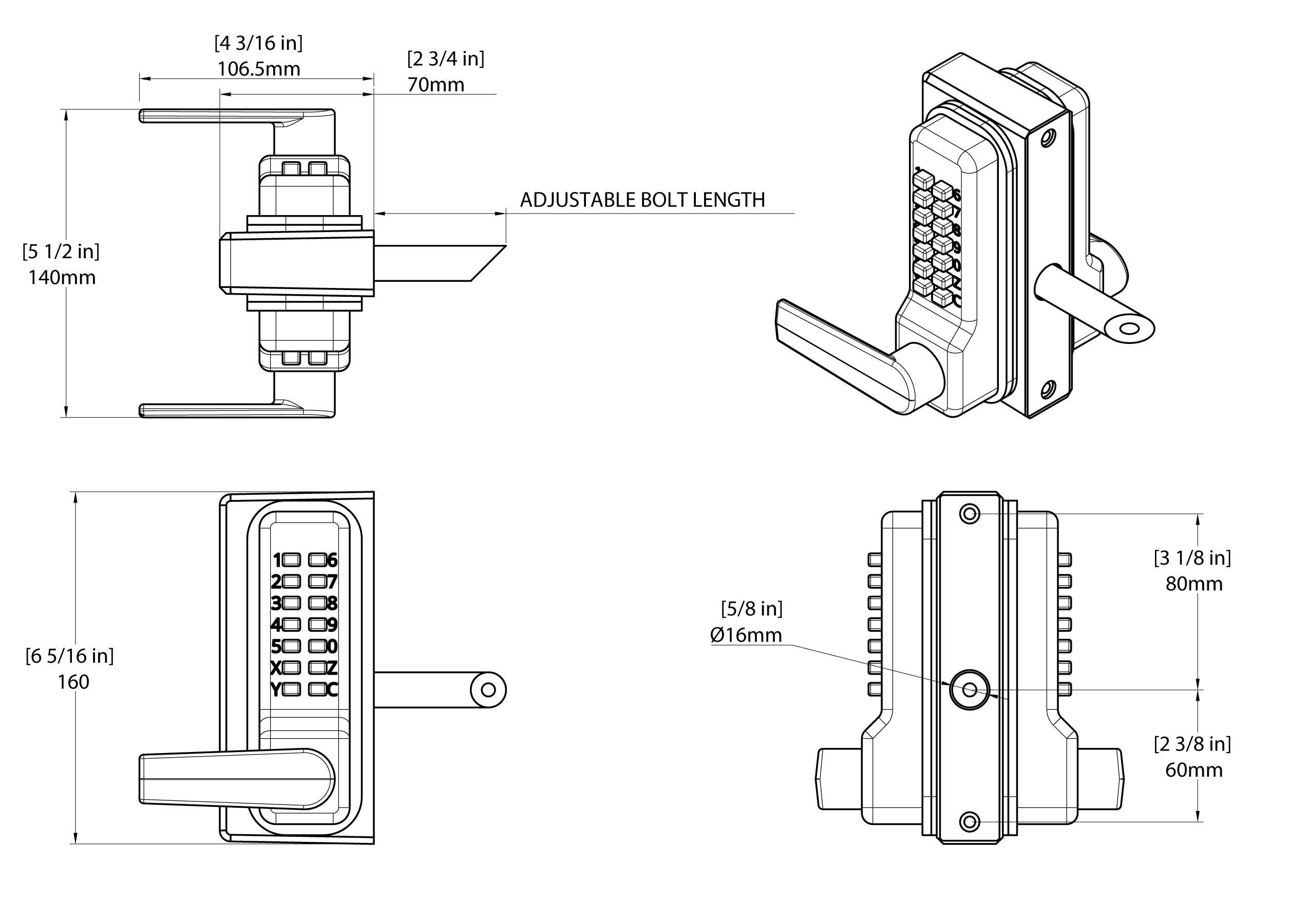 GateMaster Superlock Digital Double Sided Lever Handle for 40-60mm ...