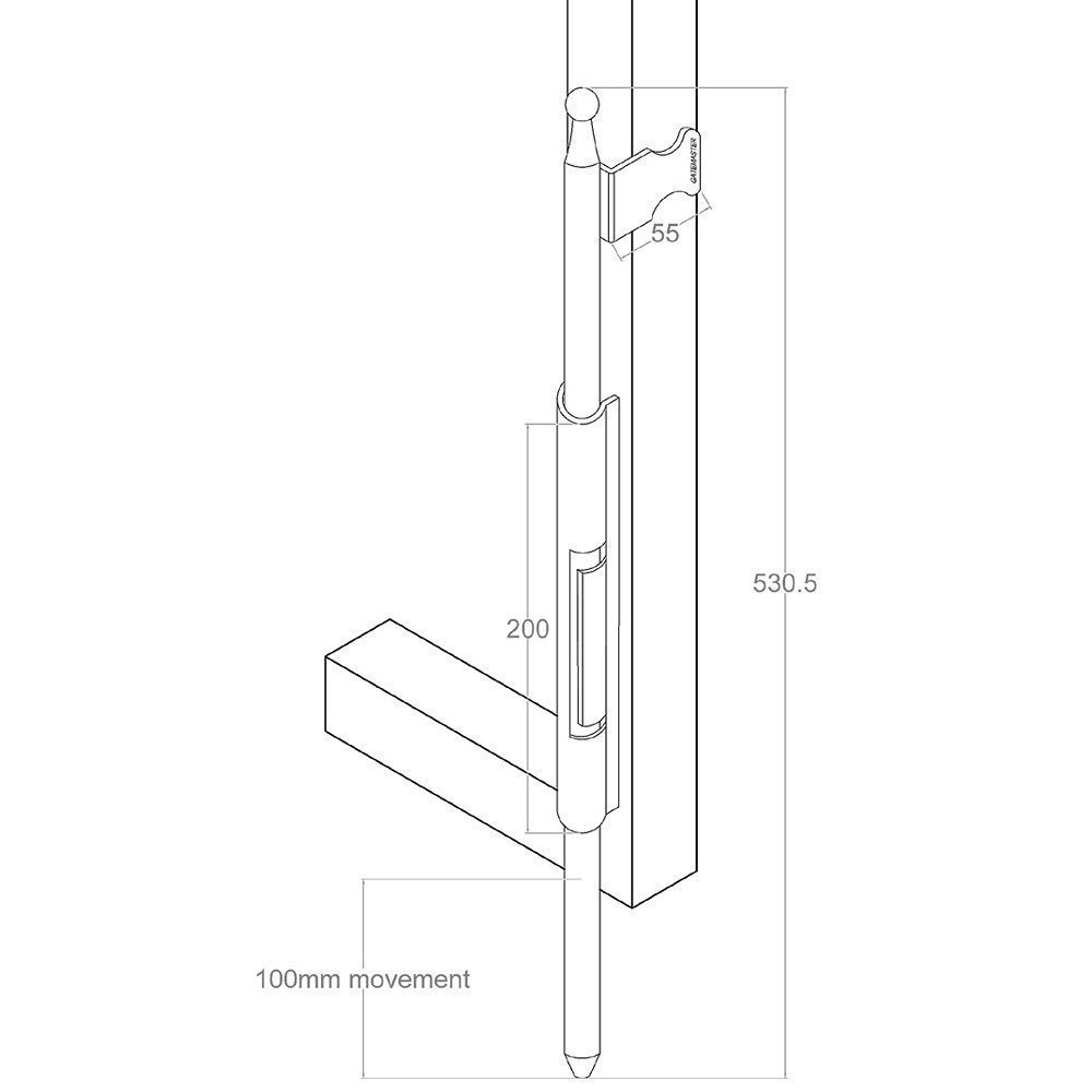 GateMaster Auto-Locking Dropbolt, To Weld - ADB - Gate Opener Safety