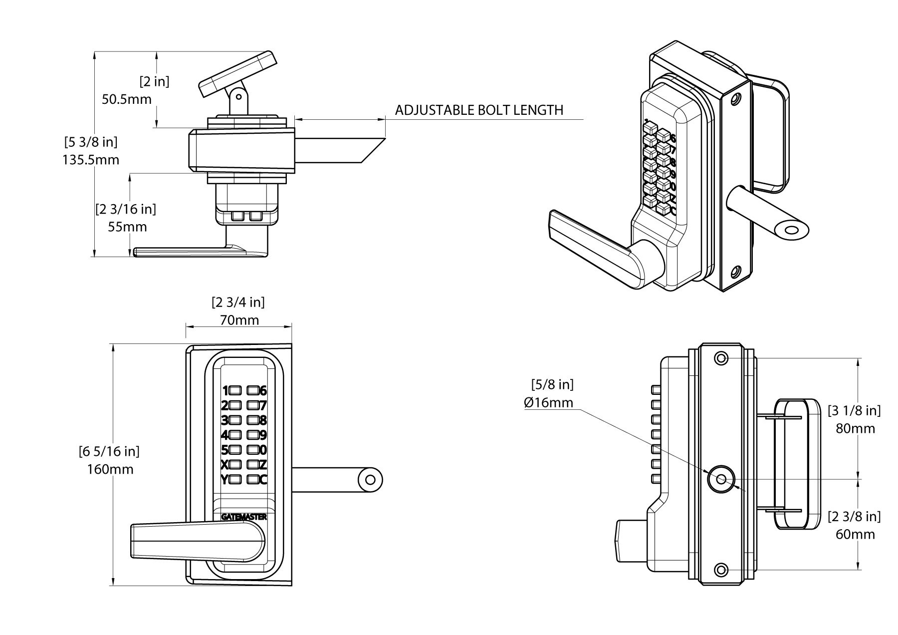 GateMaster Superlock Digital Single Sided Quick Exit Lever Handle for ...
