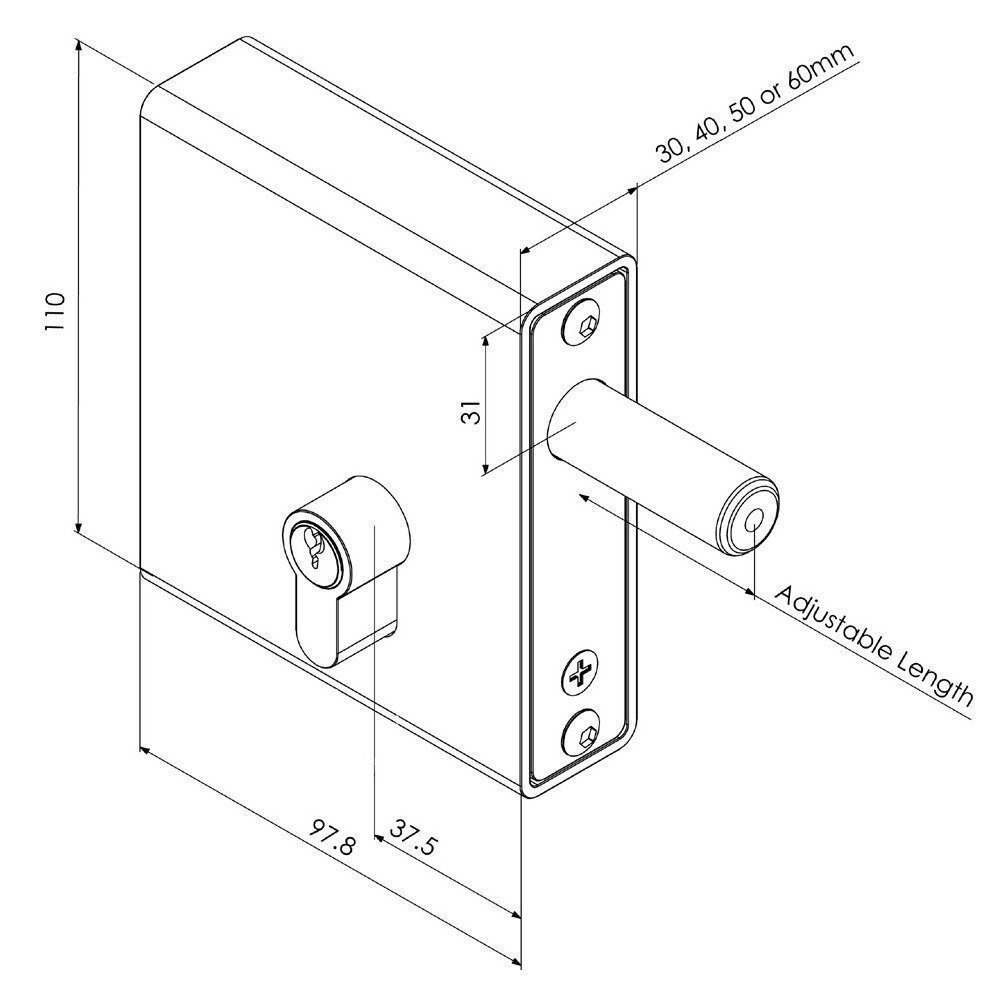 Gatemaster Weld-In Keyed Deadlock, 40mm Case Width - SWD1640 - Gate ...